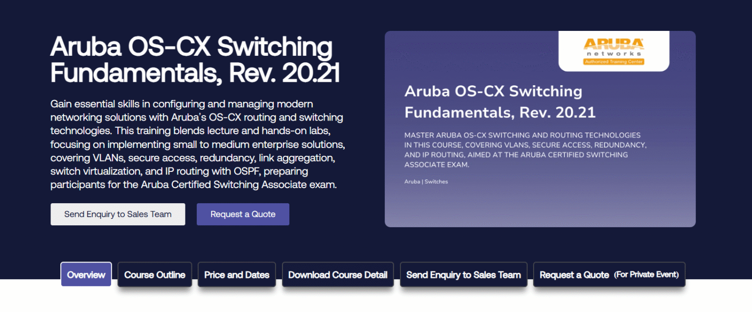 Aruba OS CX Switching Fundamentals Course Guide 2025